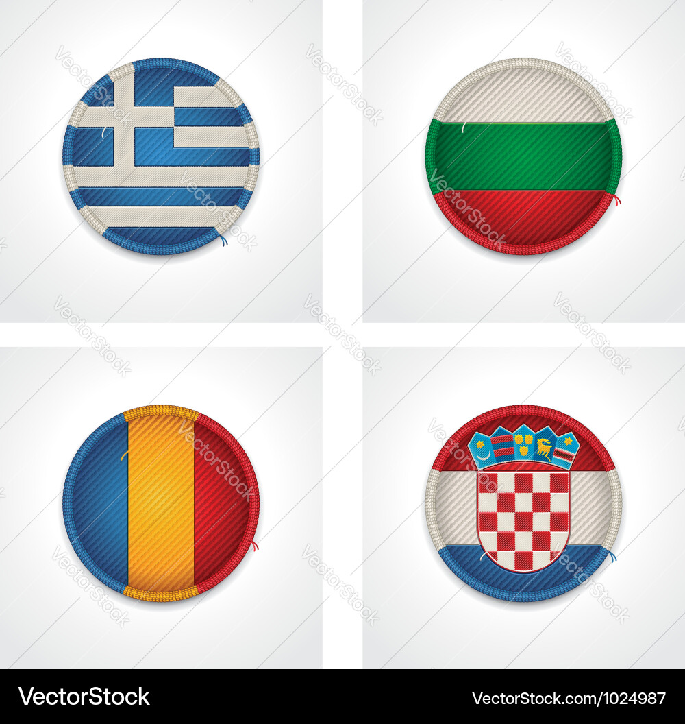 Flags of countries as fabric badges Royalty Free Vector