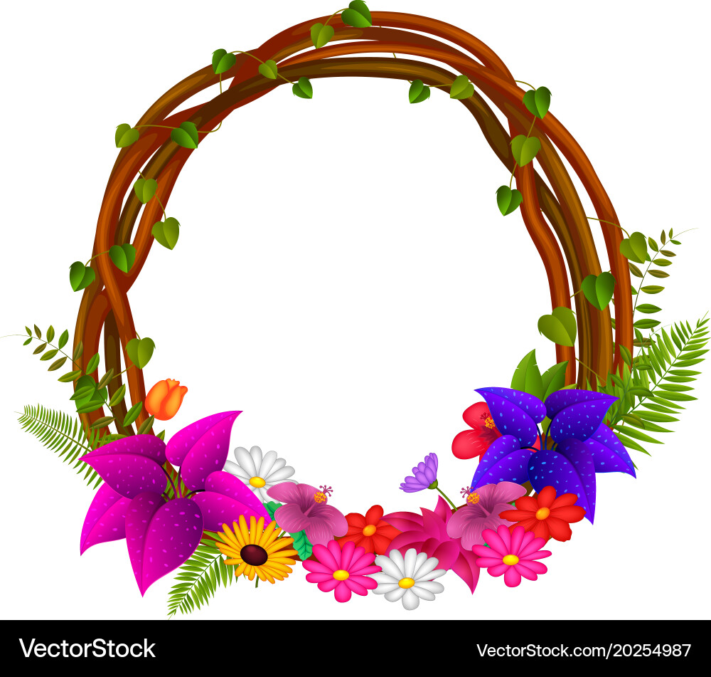 Frame of roots and flowers Royalty Free Vector Image