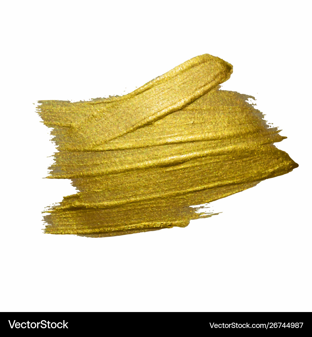 Gold texture paint stain hand drawn brush stroke Vector Image