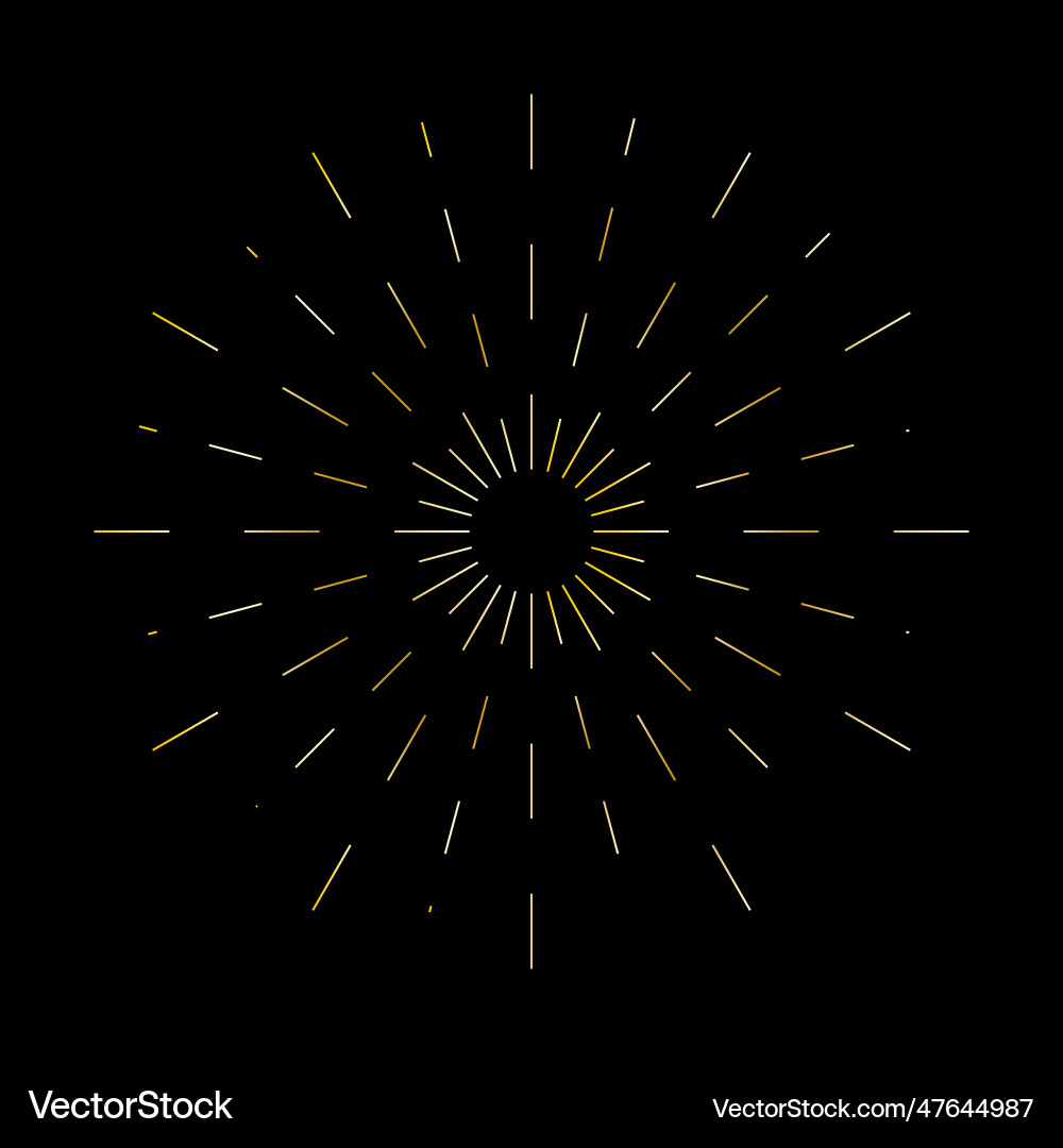 Golden solar light rays frame on black background Vector Image