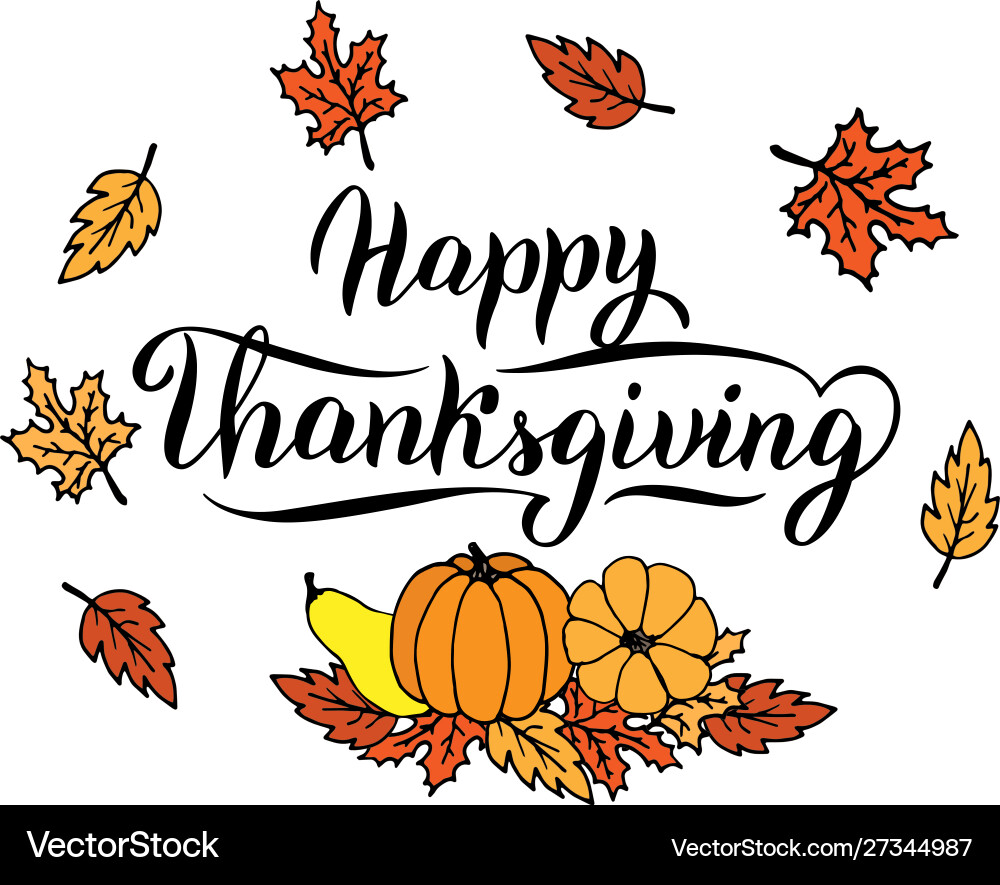 Happy thanksgiving lettering card greeting text Vector Image