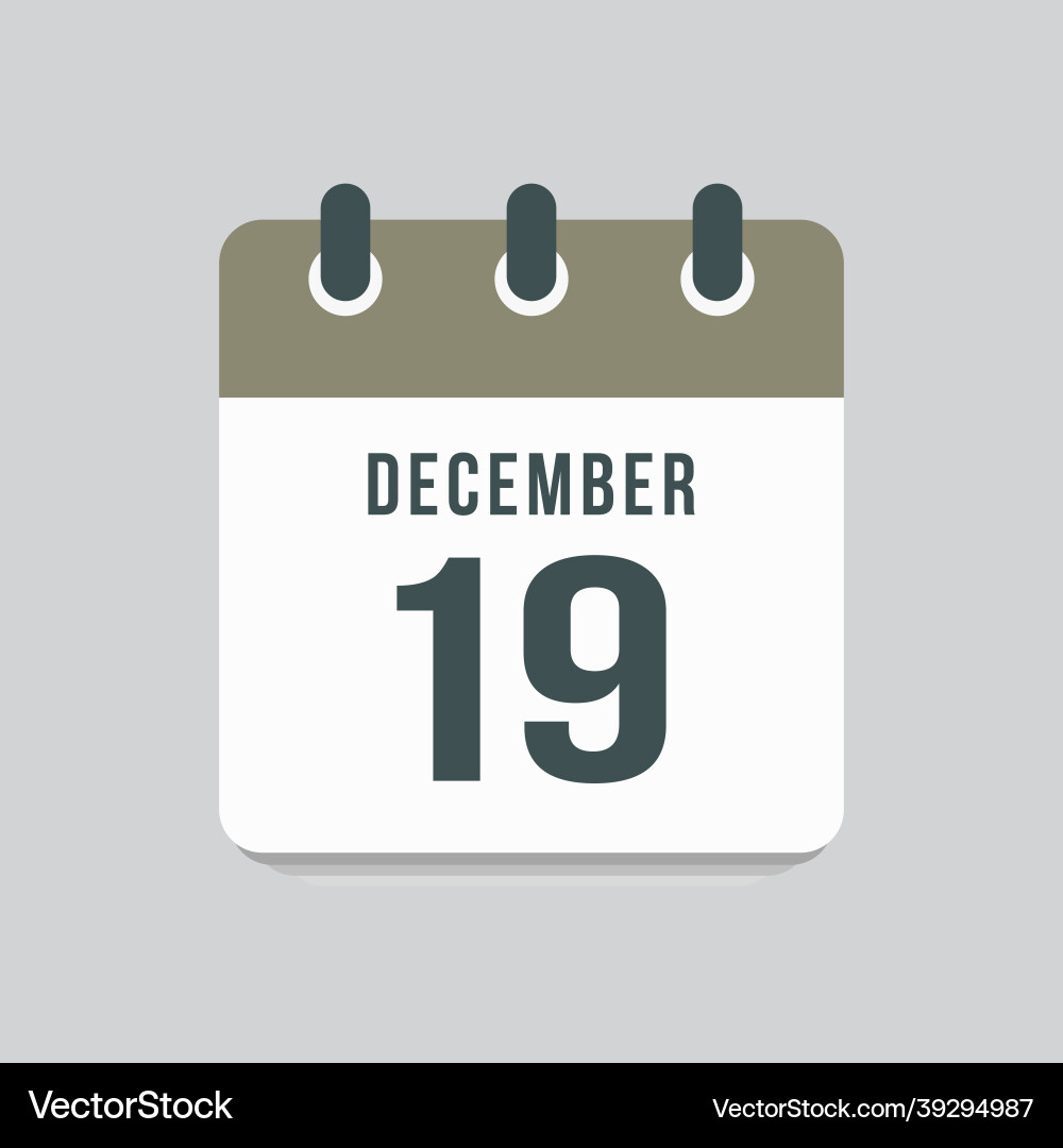 Icon day date 19 december template calendar page Vector Image