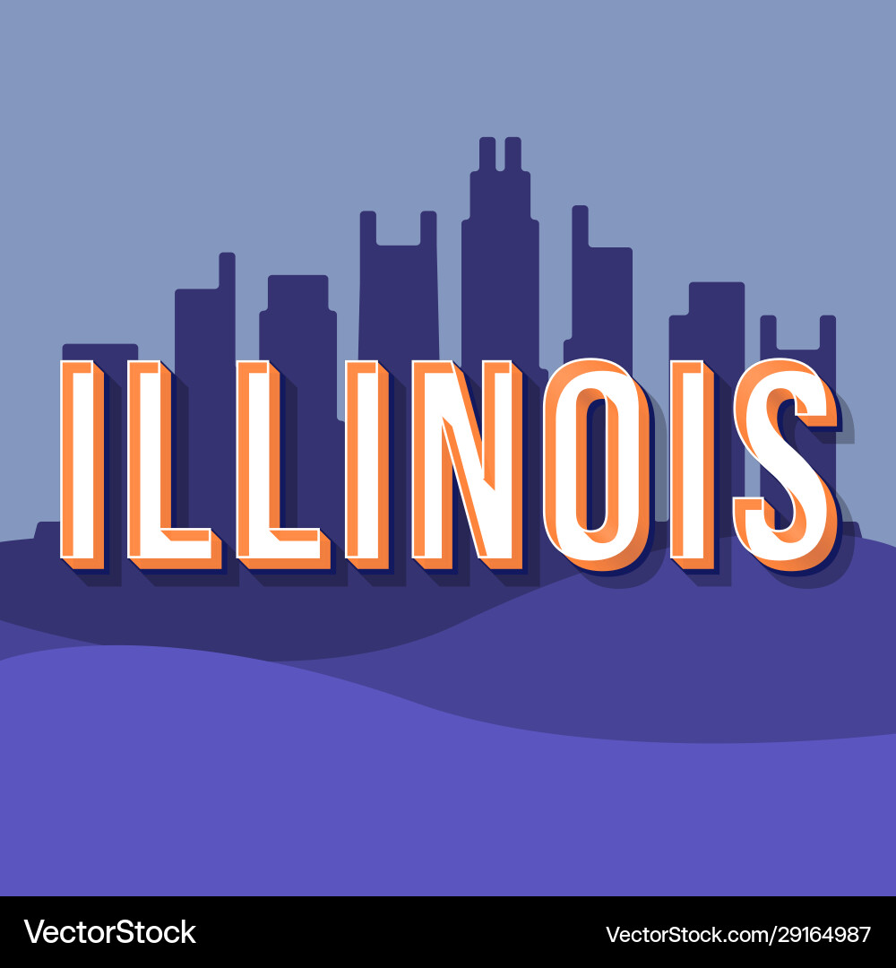 Illinois vintage 3d lettering retro bold font Vector Image