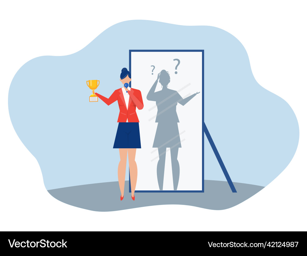 Imposter syndrome presenter woman with shadow Vector Image