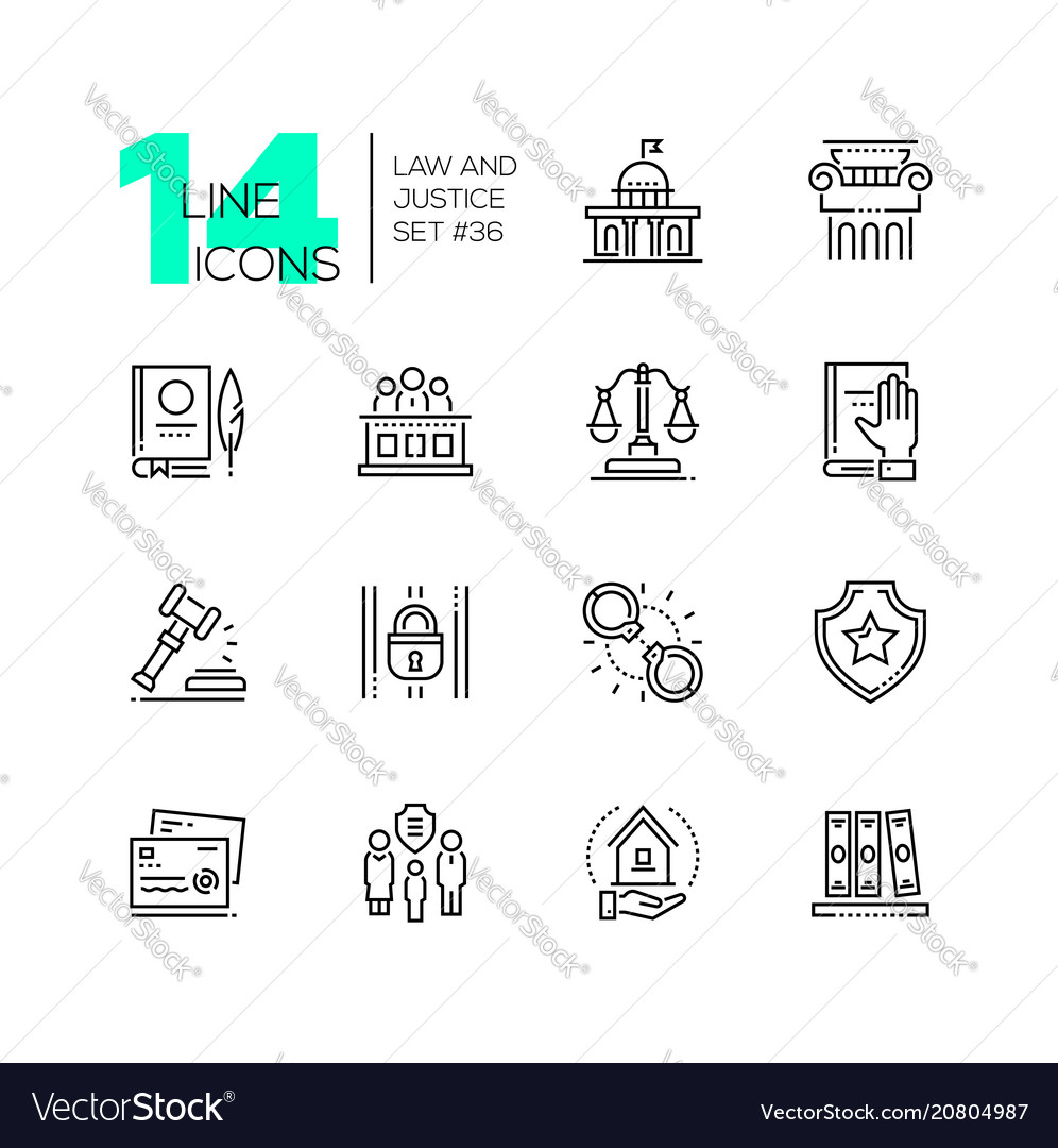 Law and justice - set of line design style icons Vector Image