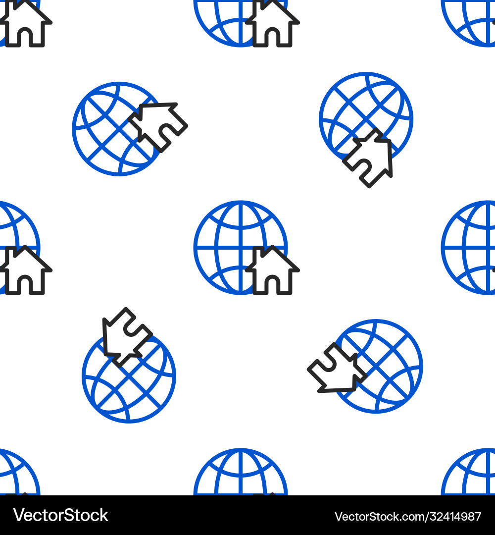 Line globe with house symbol icon isolated Vector Image