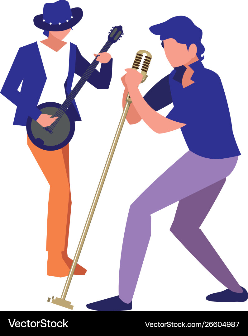 Musician man and singer with microphone Royalty Free Vector