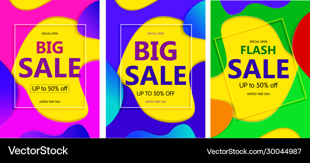 Set bright abstract banner sales with coloured Vector Image