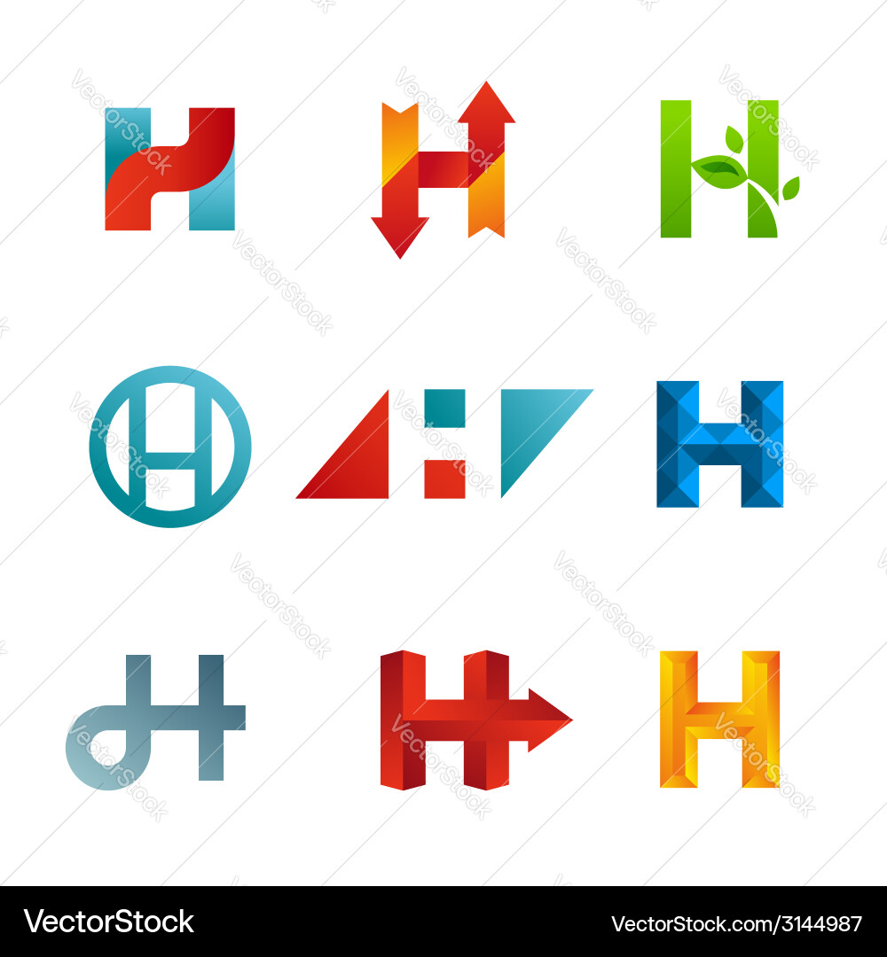 Set letter h logo icons design template Royalty Free Vector