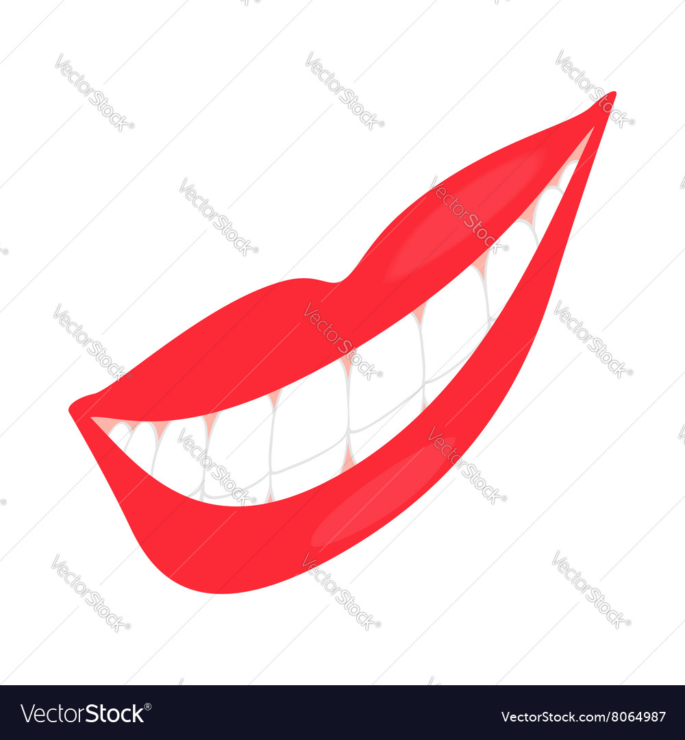 Smiling mouth with healthy teeth icon Royalty Free Vector