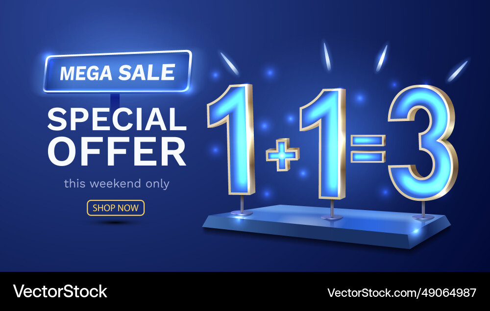Special offer one plus equals three sale off Vector Image
