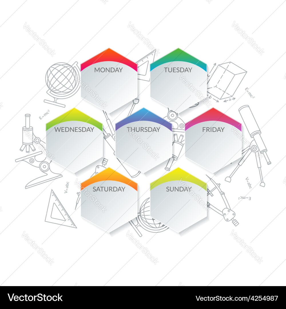 Timetable of day-by-day activities Royalty Free Vector Image