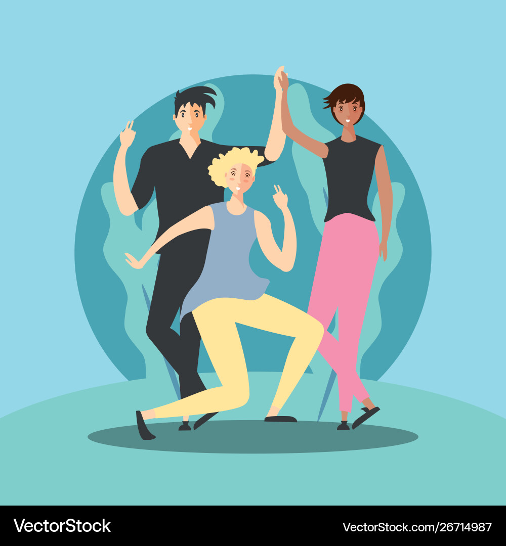 Young friends happy avatar character Royalty Free Vector
