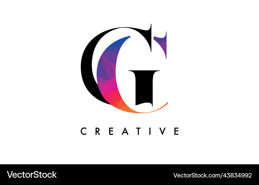 Cg letter design with creative cut and colorful Vector Image