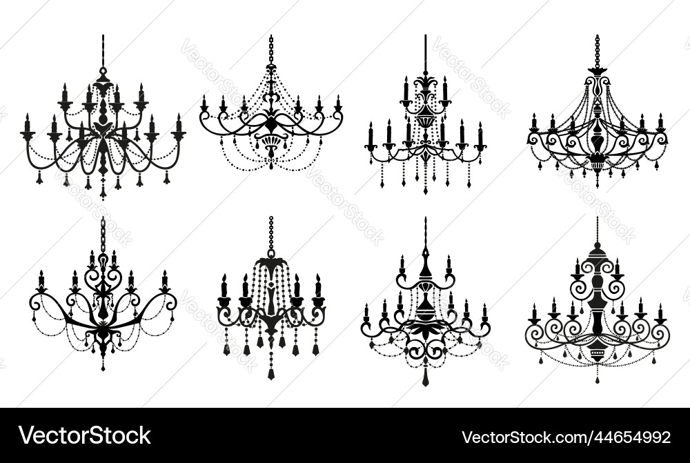 Chandelier silhouettes vintage luster lamp Vector Image
