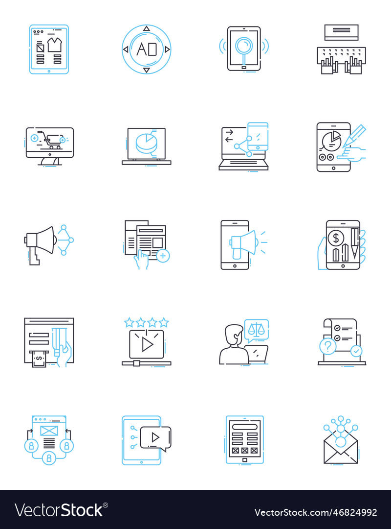 Digital strategies linear icons set analytics Vector Image Digital strategies linear icons set analytics Vector Image