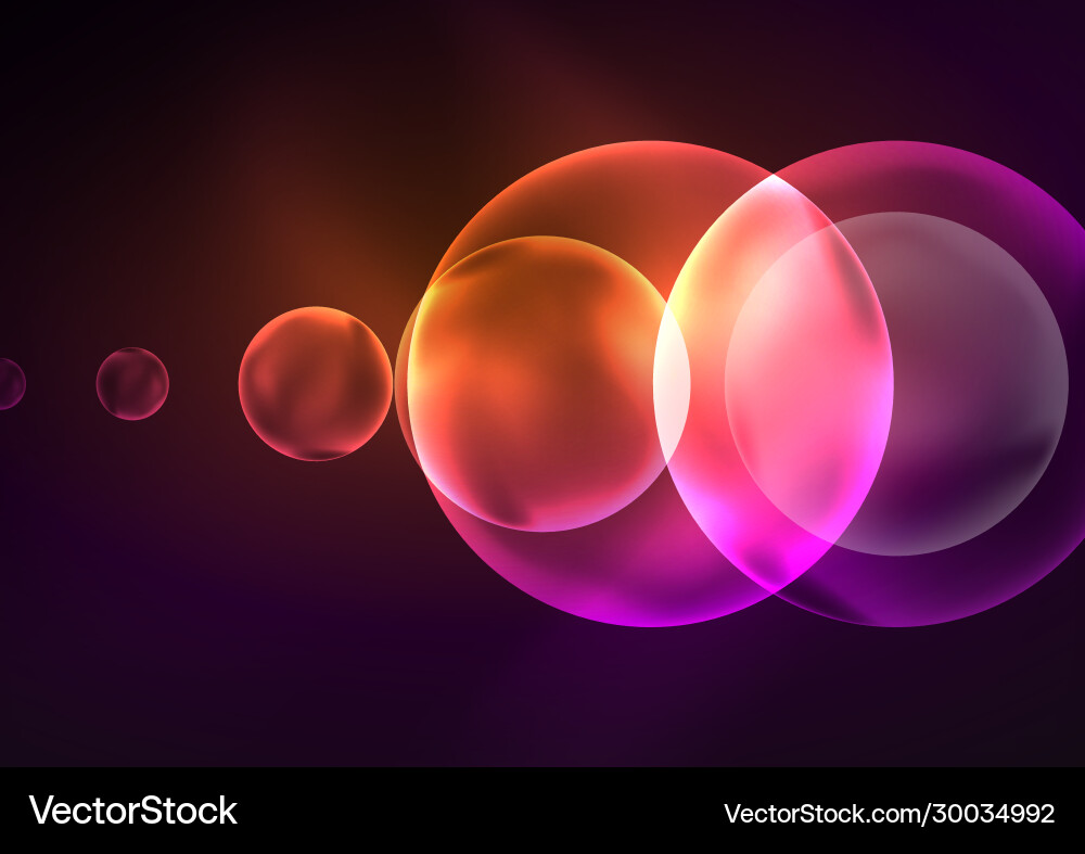 Glowing neon shiny transparent bubbles glass Vector Image
