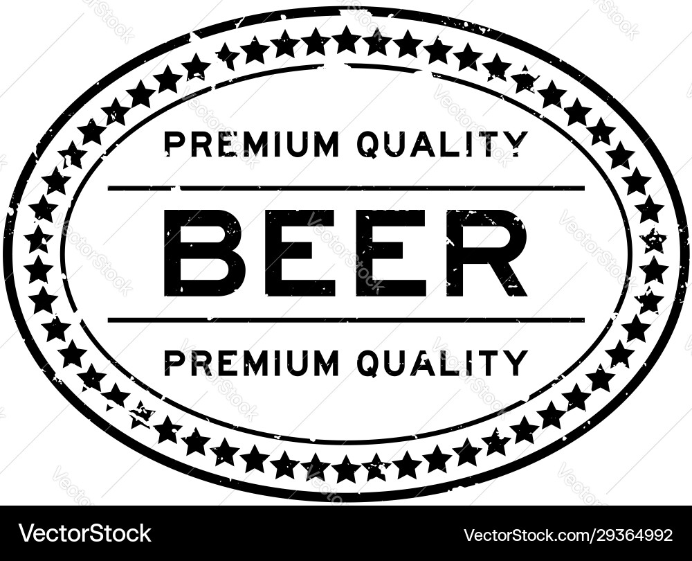 Grunge black premium quality beer word oval Vector Image