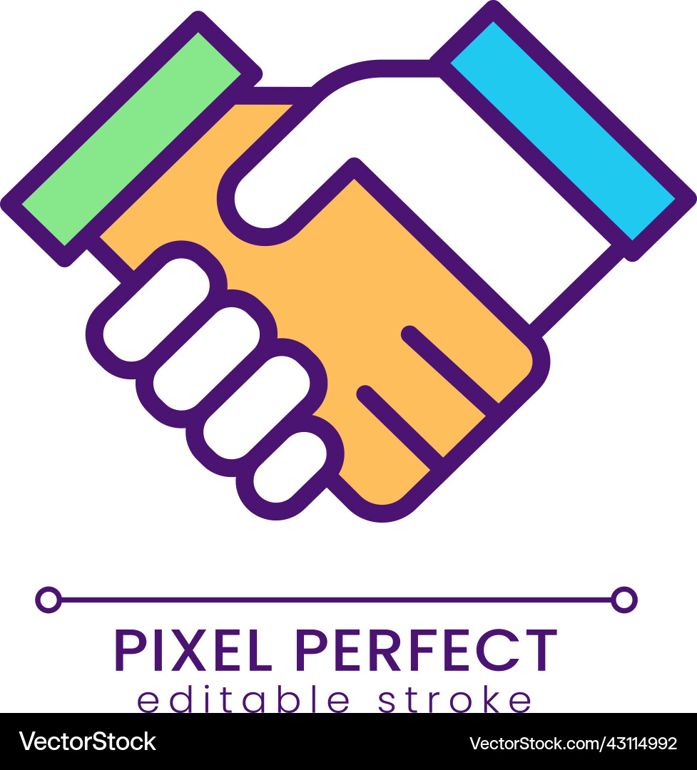 Handshaking pixel perfect rgb color icon Vector Image