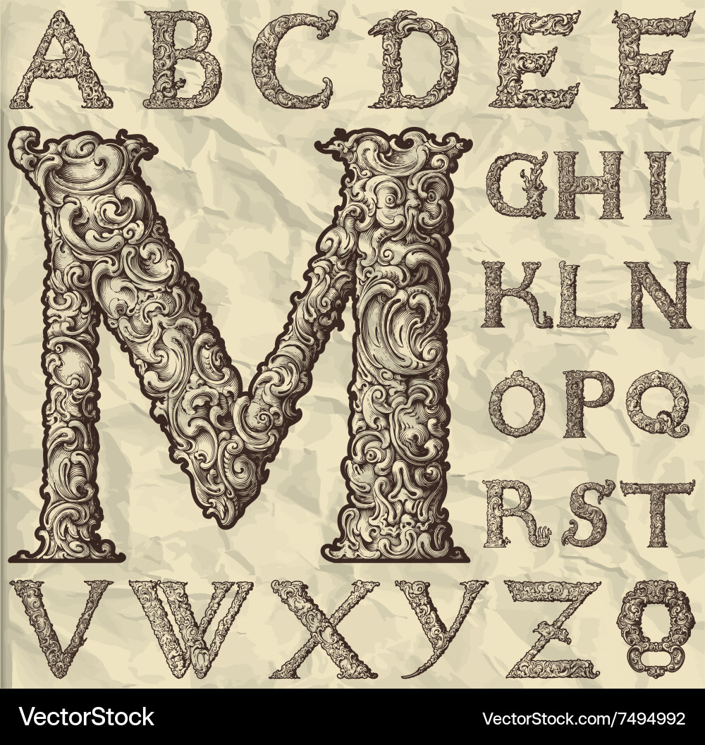 Ornamental letter alphabet - vintage Royalty Free Vector