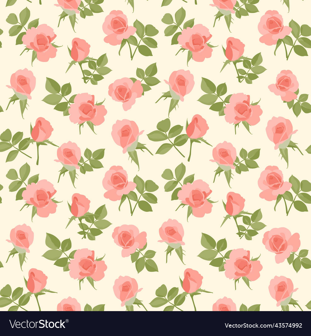 Rose flower pattern seamless Royalty Free Vector Image