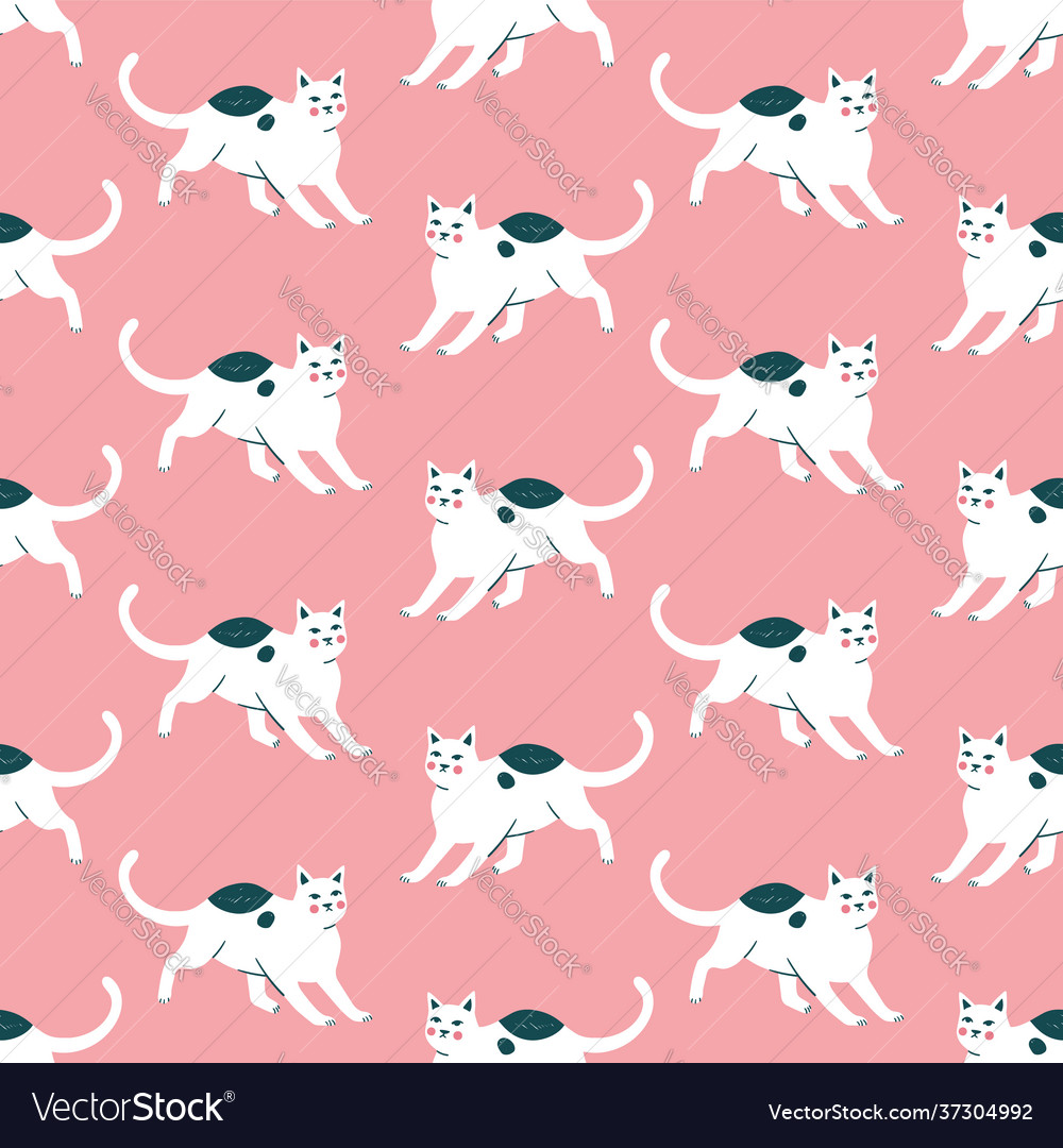 Seamless pattern with cute kittens creative Vector Image