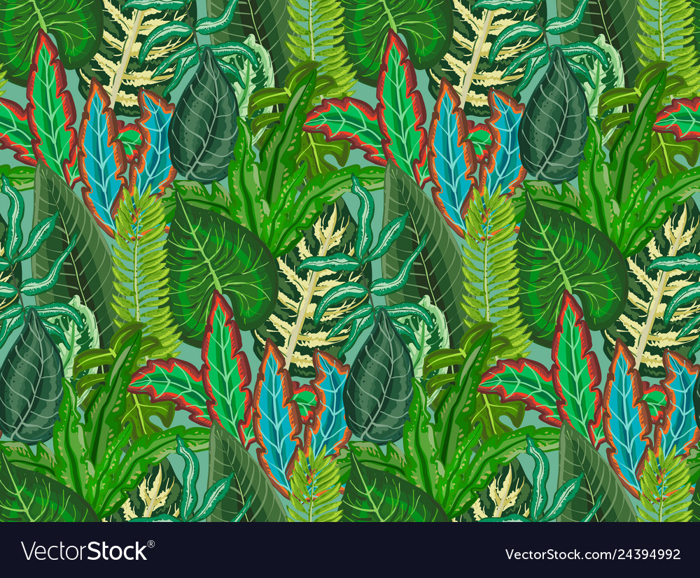 Seamless pattern with tropical palm leaves Vector Image
