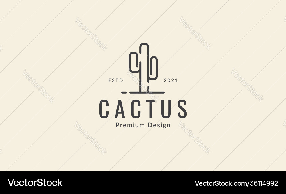 Simple cactus lines plant logo icon symbol Vector Image