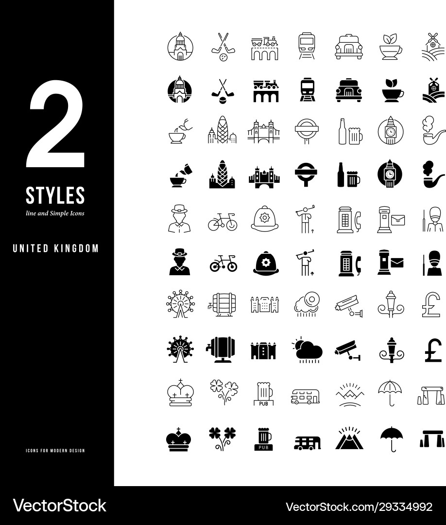 Simple line icons united kingdom Royalty Free Vector Image