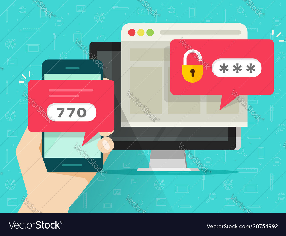 Two step authentication flat Royalty Free Vector Image Two step authentication flat Royalty Free Vector Image