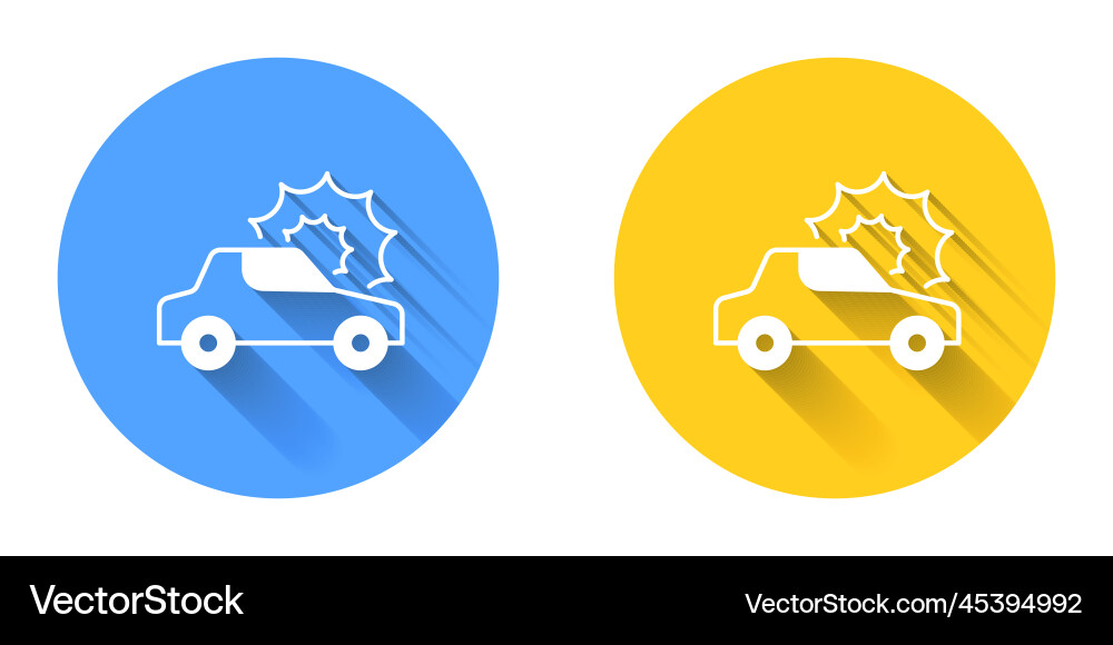 White car insurance icon isolated with long shadow
