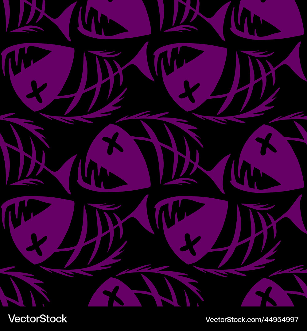 Bright seamless pattern of purple graphic fish Vector Image