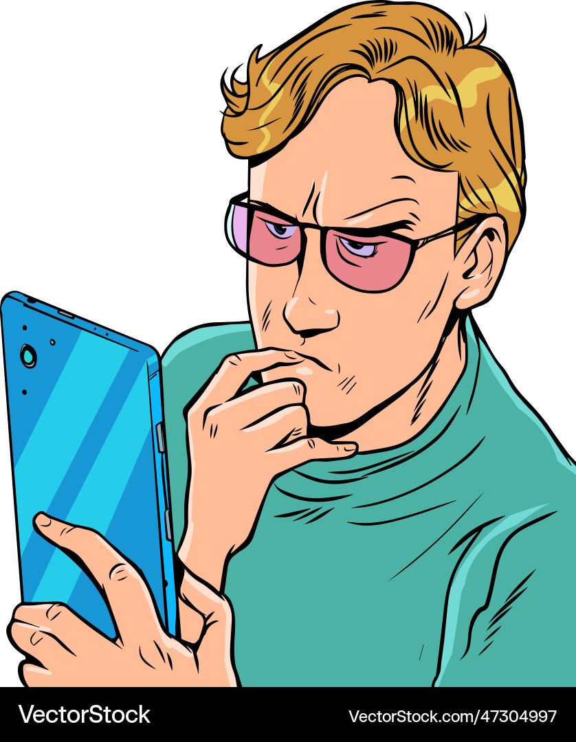 Careful study of materials serious attitude Vector Image