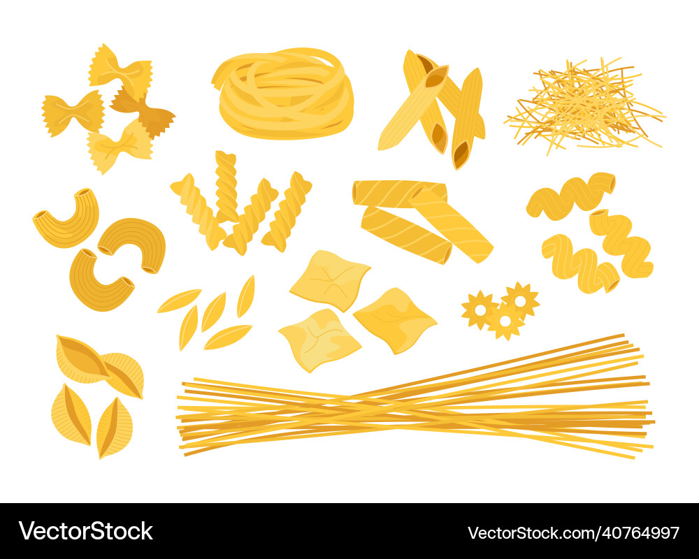 Cartoon pasta doodle macaroni italian different Vector Image