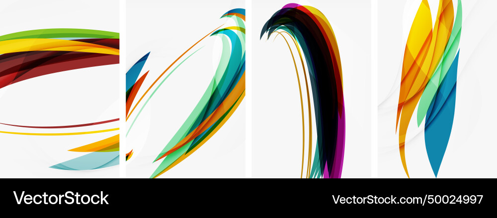 Colorful wave lines poster set for wallpaper Vector Image