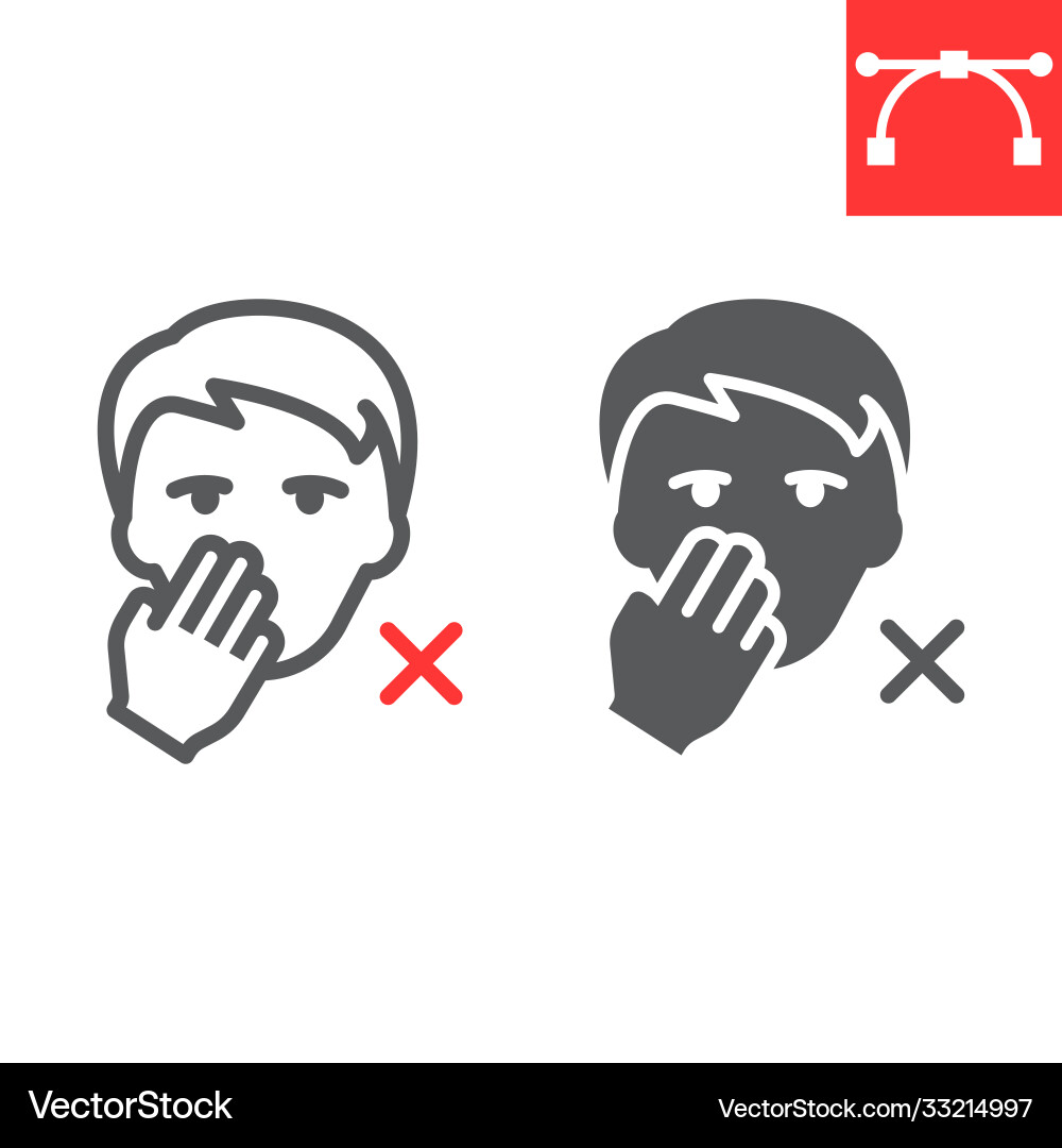 Do not touch your face line and glyph icon Vector Image