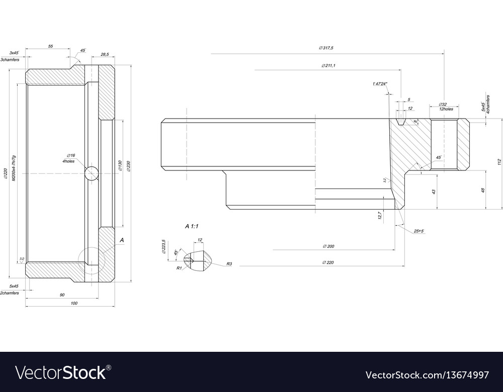 Expanded engineering elements with chamfers Vector Image