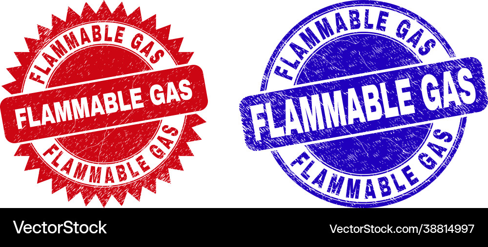 Flammable gas round and rosette stamp seals with Vector Image