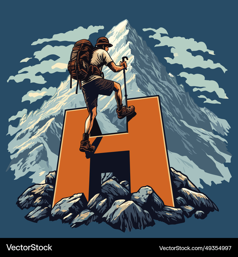 H letter mountain t-shirt Royalty Free Vector Image