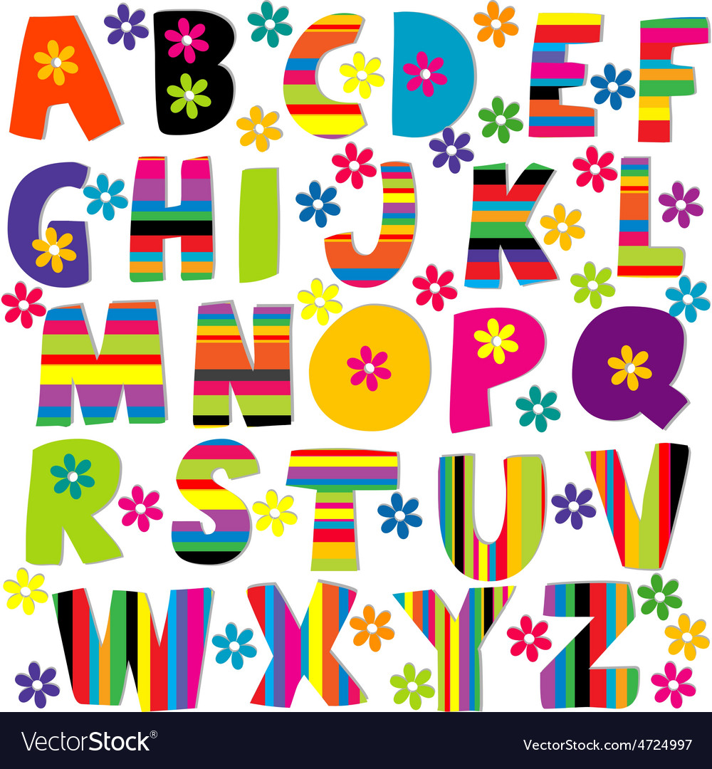 Happy alphabet set Royalty Free Vector Image - VectorStock