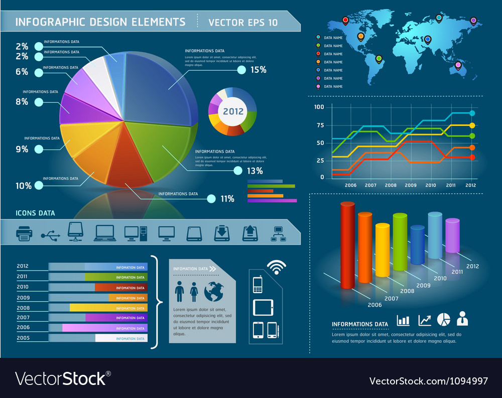 Infographic elements with global map Royalty Free Vector