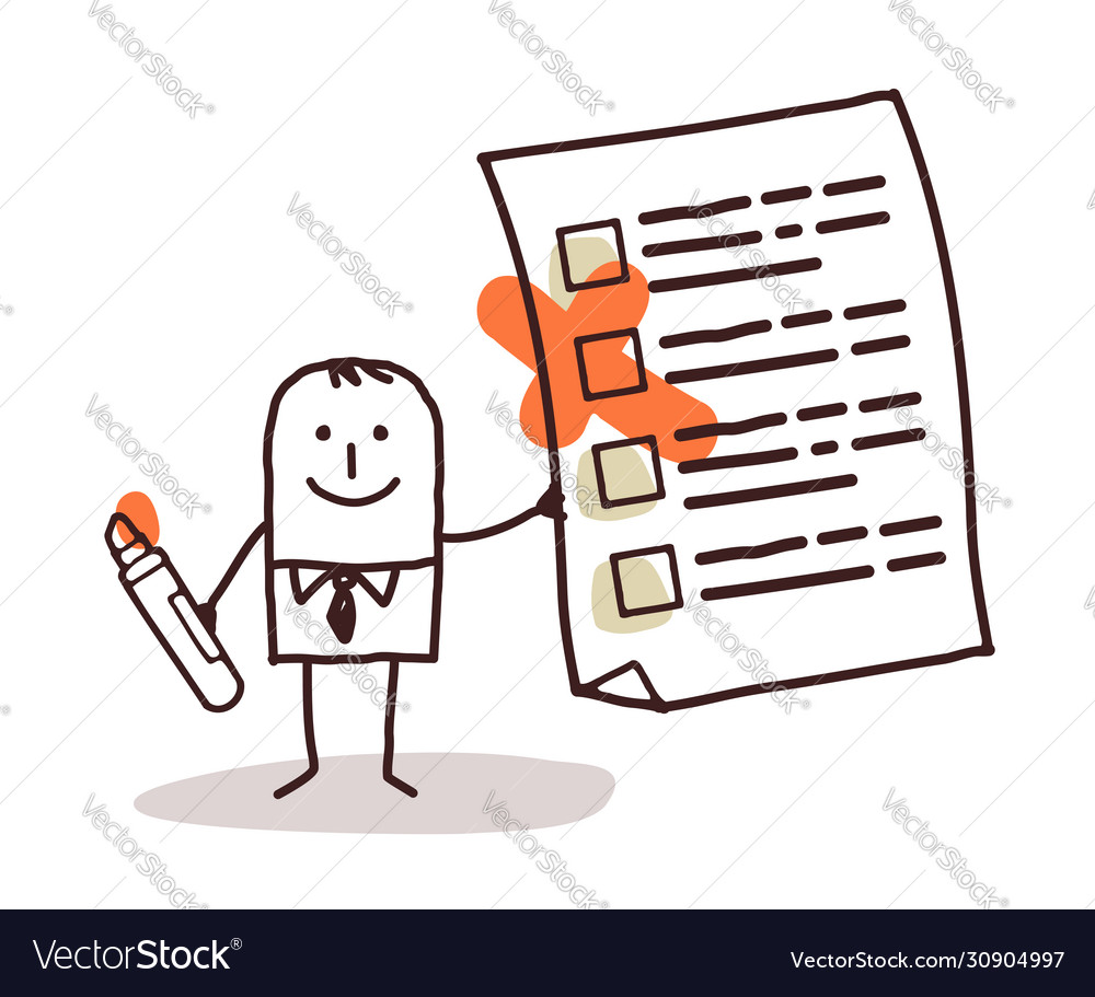 Man checking list Royalty Free Vector Image - VectorStock