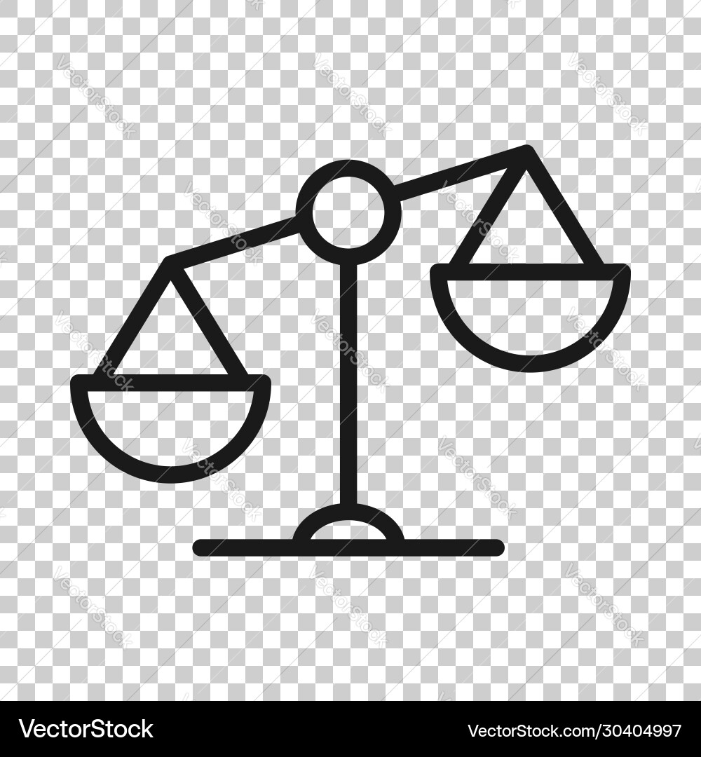 Scale balance icon in flat style justice on white Vector Image
