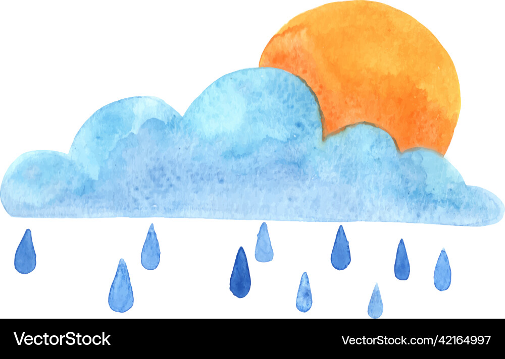 Sun with cloud in rainy day weather forecast Vector Image