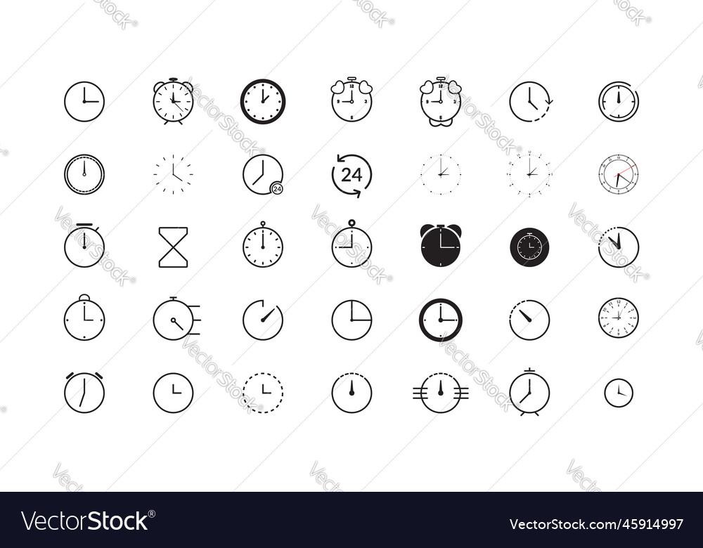 Time and clock icon set face clock icon Royalty Free Vector