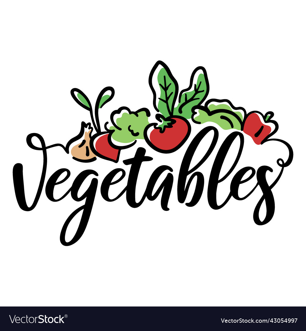 Vegetables lettering Royalty Free Vector Image