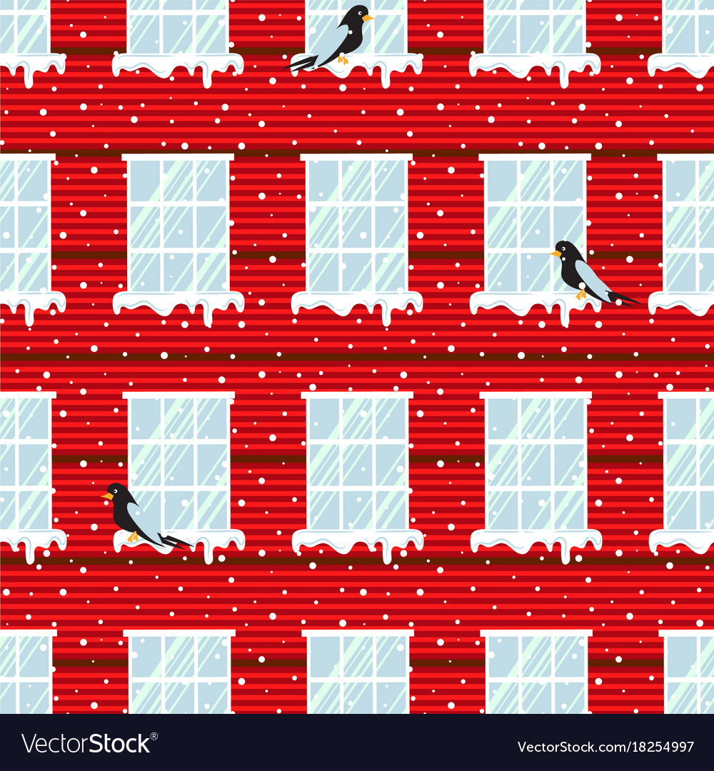 Windows seamless pattern and red wall Royalty Free Vector