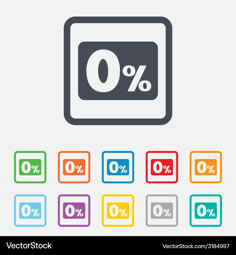 Zero percent sign icon credit symbol Royalty Free Vector