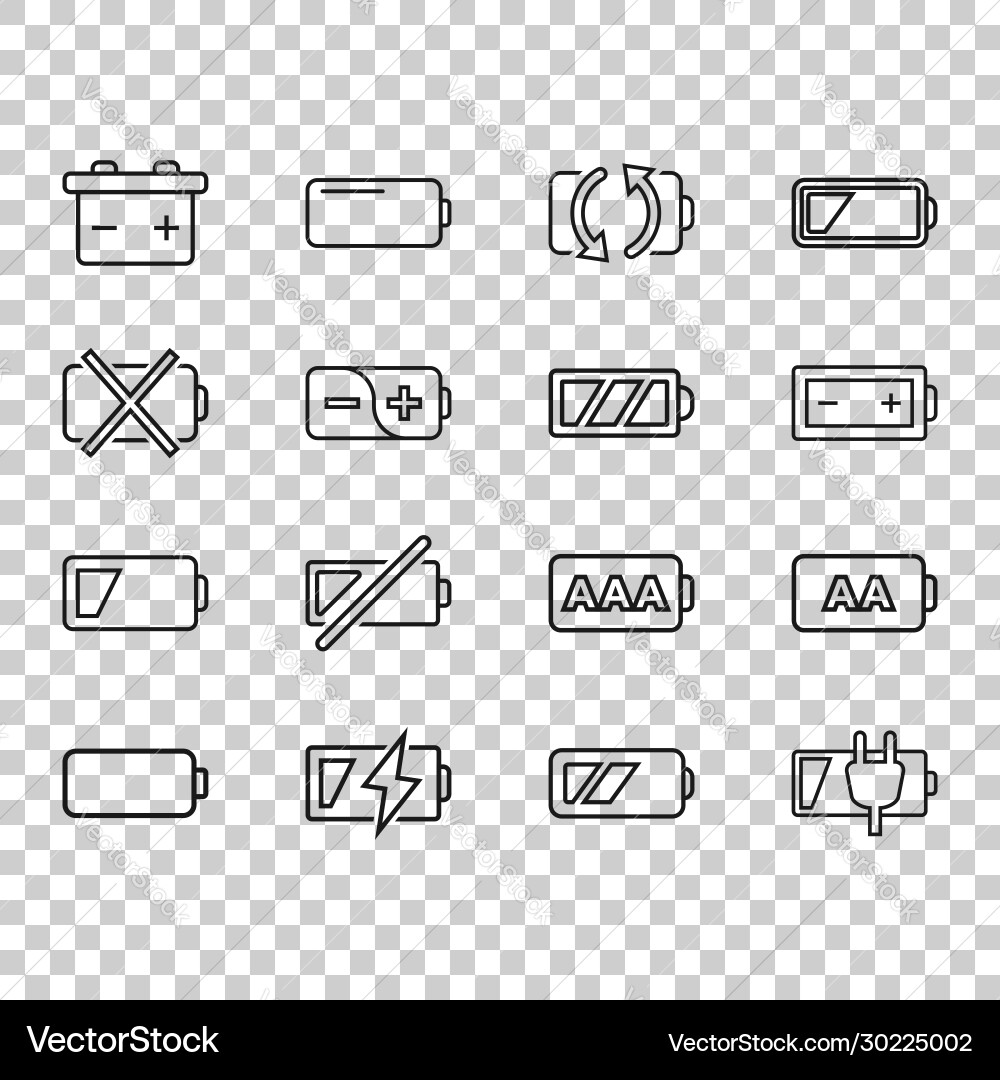 Battery charge icon set in flat style power level Vector Image