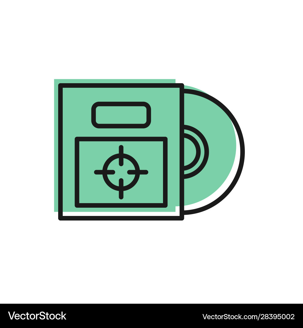 Black line cd or dvd disk in box icon isolated Vector Image